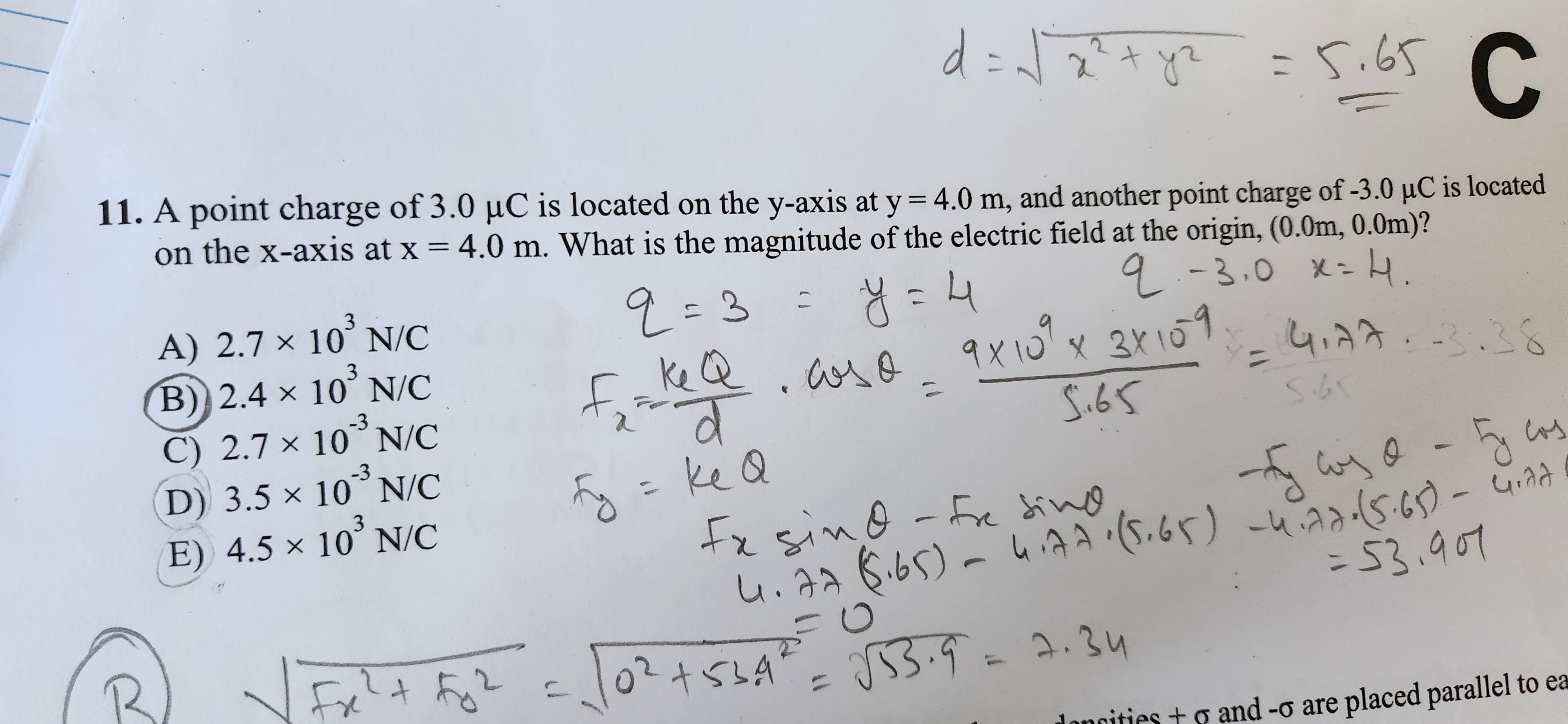Solved A point charge of 3.0μC ﻿is located on the y-axis at | Chegg.com
