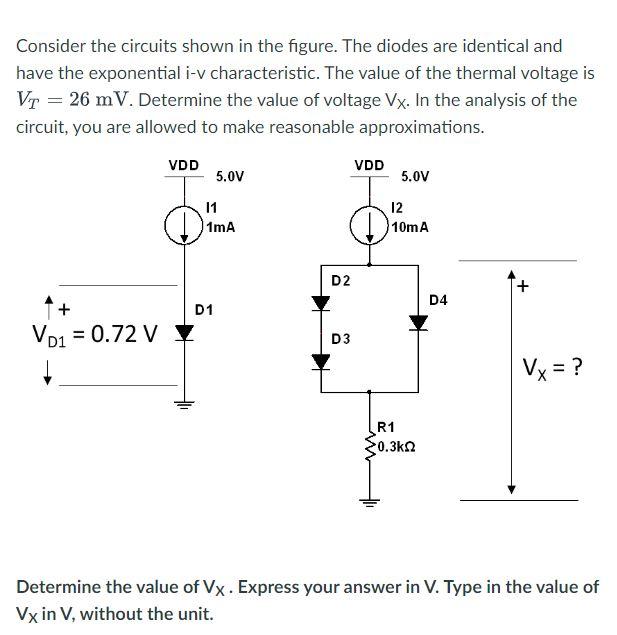 Solved Consider the circuits shown in the figure. The diodes | Chegg.com