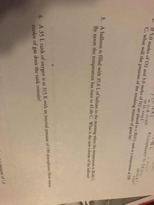 Solved IF 5.0 moles of 02 and 3.0 moles of N2 are placed in | Chegg.com
