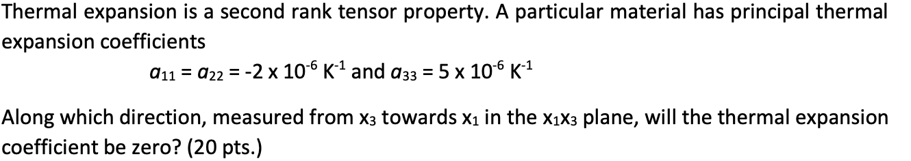 Thermal expansion is a second rank tensor property. A | Chegg.com