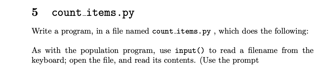 Solved 5 count_items.py Write a program, in a file named | Chegg.com
