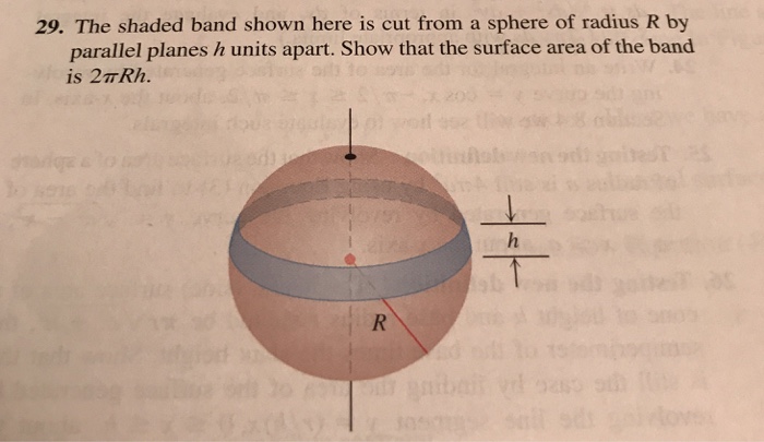 Solved 29. The shaded band shown here is cut from a sphere | Chegg.com