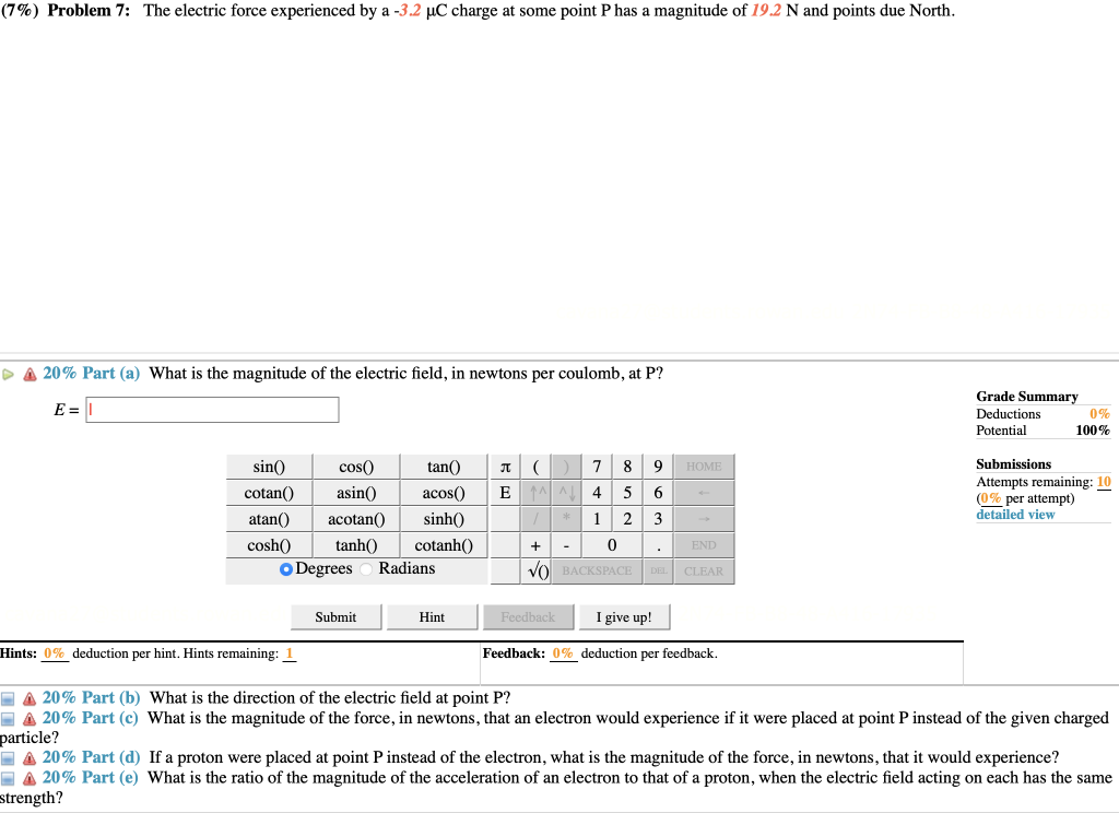 Solved (1) 20% Part (a) What is the magnitude of the | Chegg.com