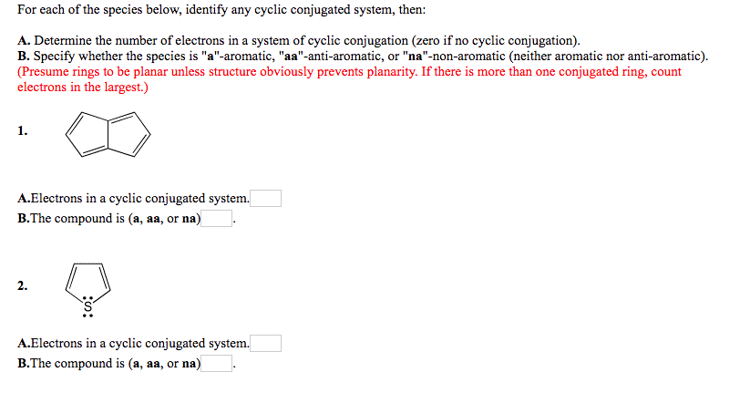 Solved For each of the species below, identify any cyclic | Chegg.com