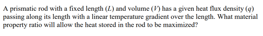 Solved A prismatic rod with a fixed length (L) and volume | Chegg.com