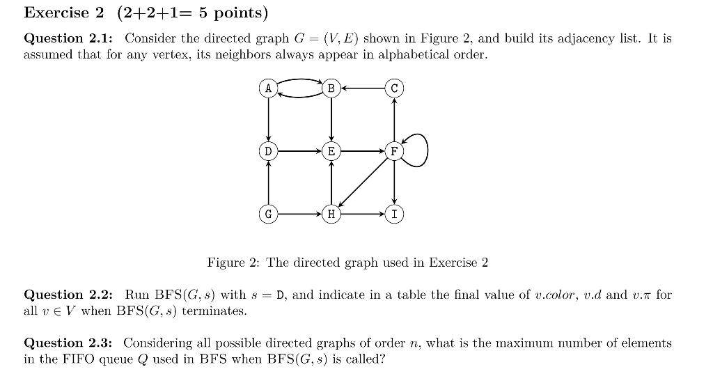 Solved Exercise 2 (2+2+1= 5 points) Question 2.1: Consider | Chegg.com