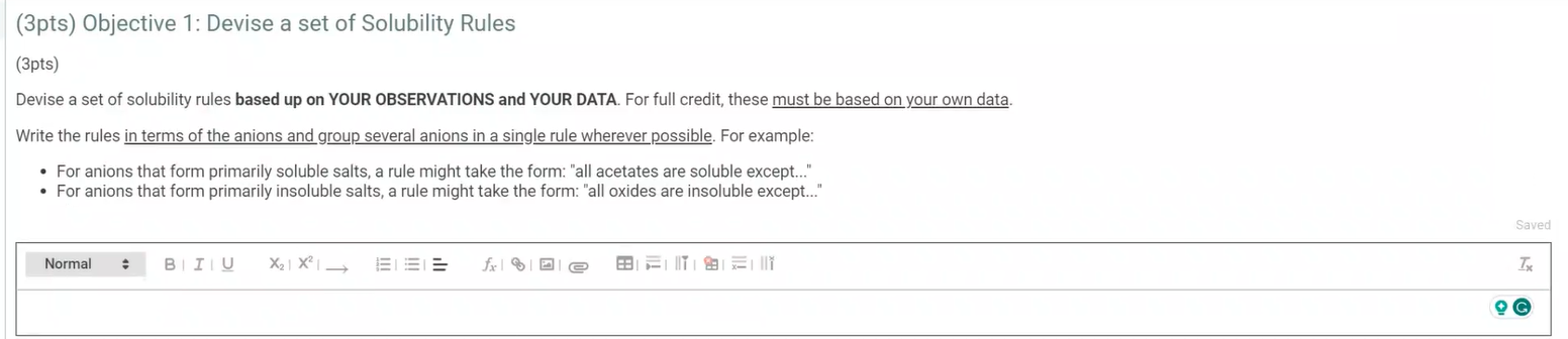 Solved (3pts) Objective 1: Devise a set of Solubility Rules | Chegg.com