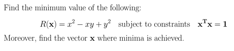 Find the minimum value of the following: | Chegg.com