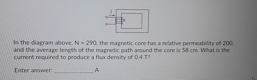 Solved In the diagram above, N = 290, the magnetic core has | Chegg.com
