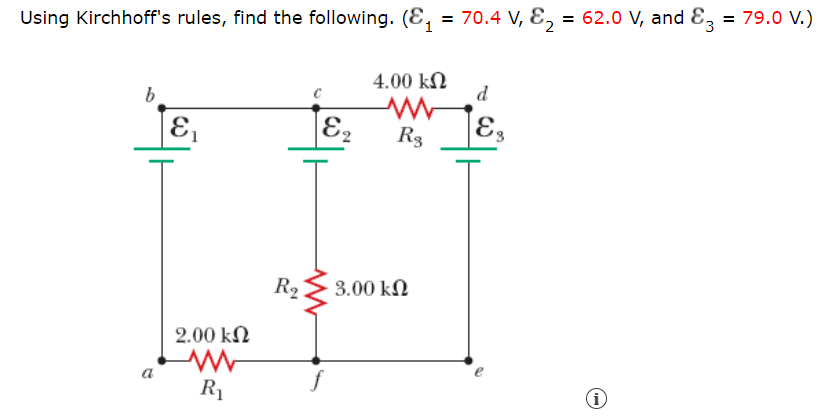 Solved Using Kirchhoff's rules, find the following. (ε1=70.4 | Chegg.com