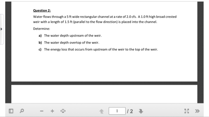 Solved water flows through a 5 ft wide rectangular channel | Chegg.com