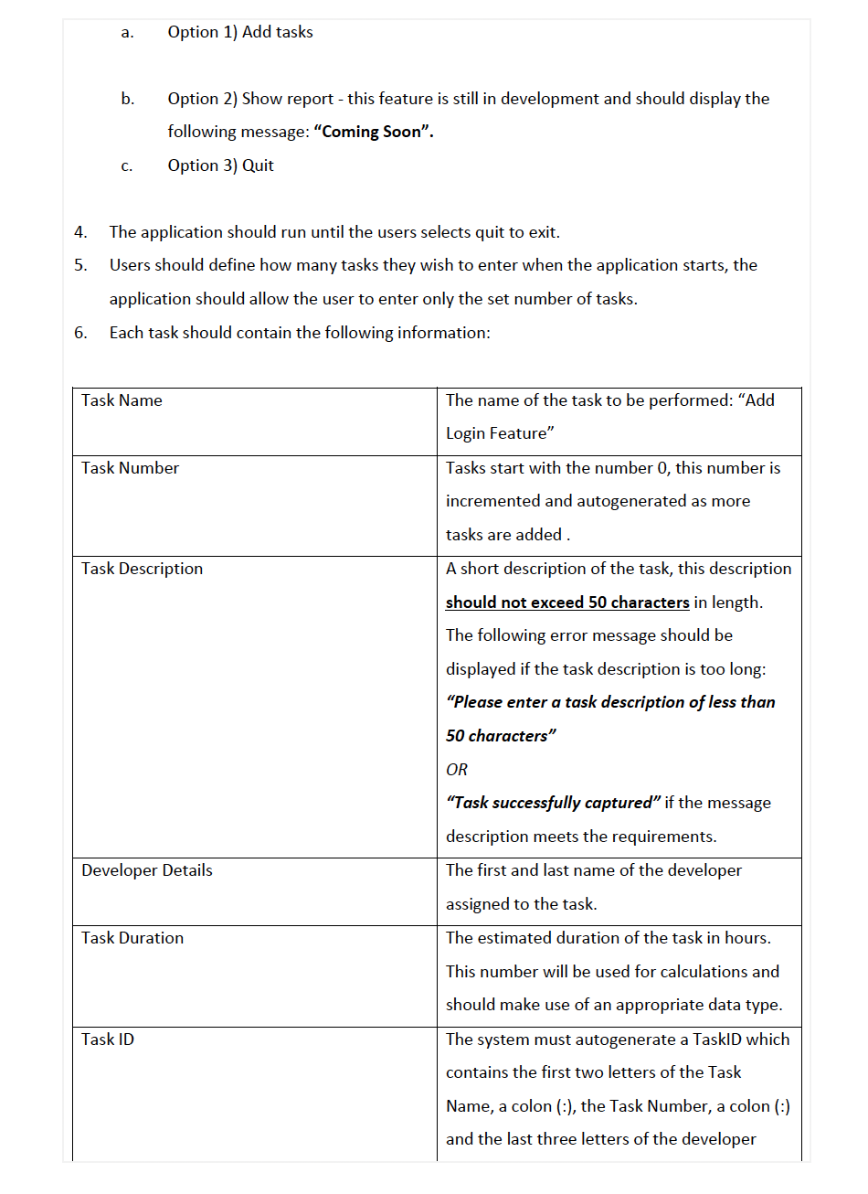 Solved At the end of this specific task, students should be | Chegg.com