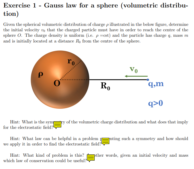 Solved Exercise 1 - Gauss law for a sphere (volumetric | Chegg.com
