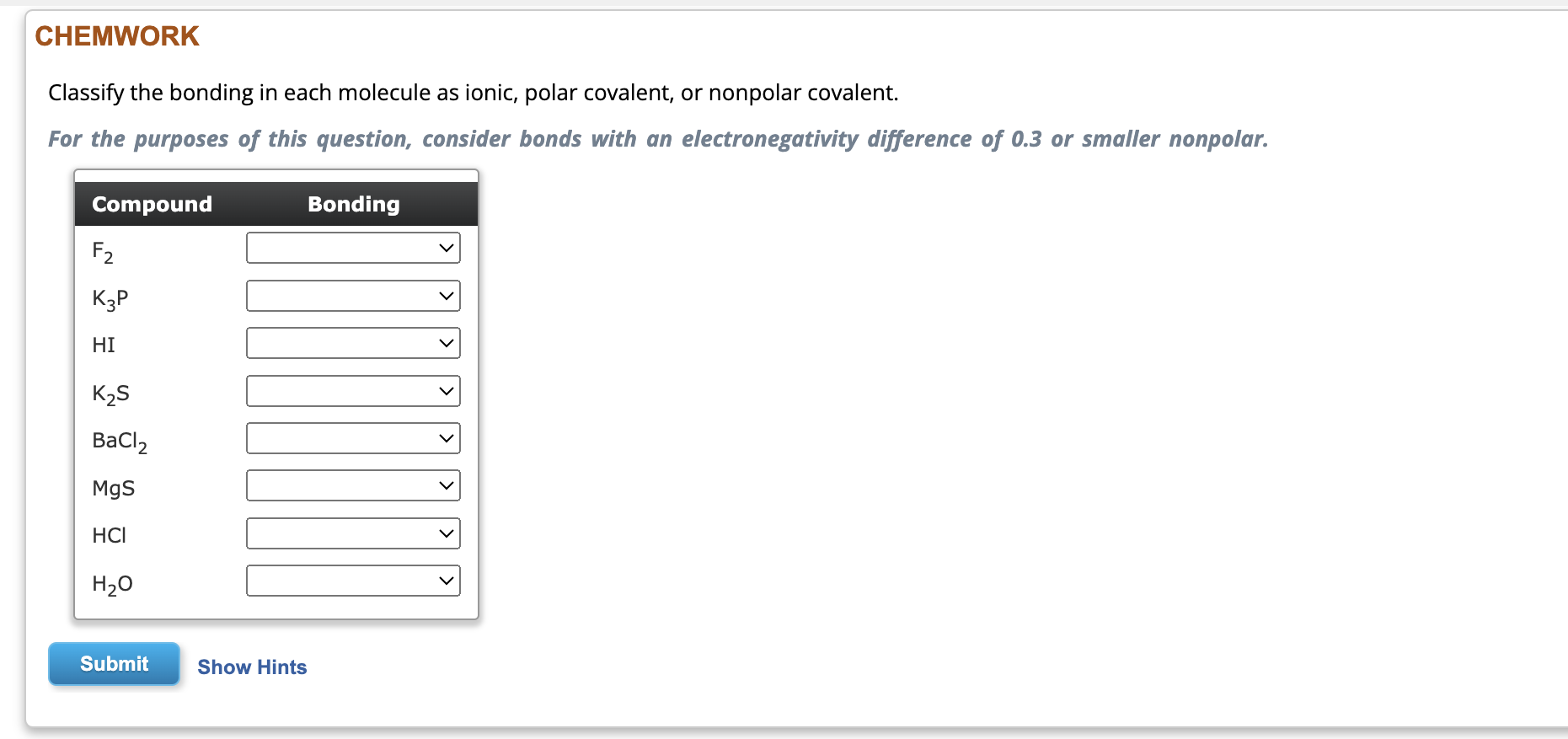 Solved Classify the bonding in each molecule as ionic, polar | Chegg.com