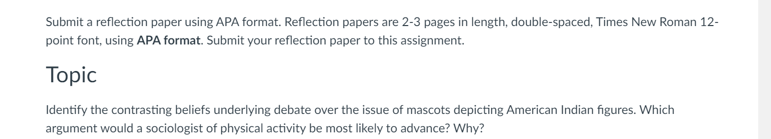 Submit a reflection paper using APA format. | Chegg.com