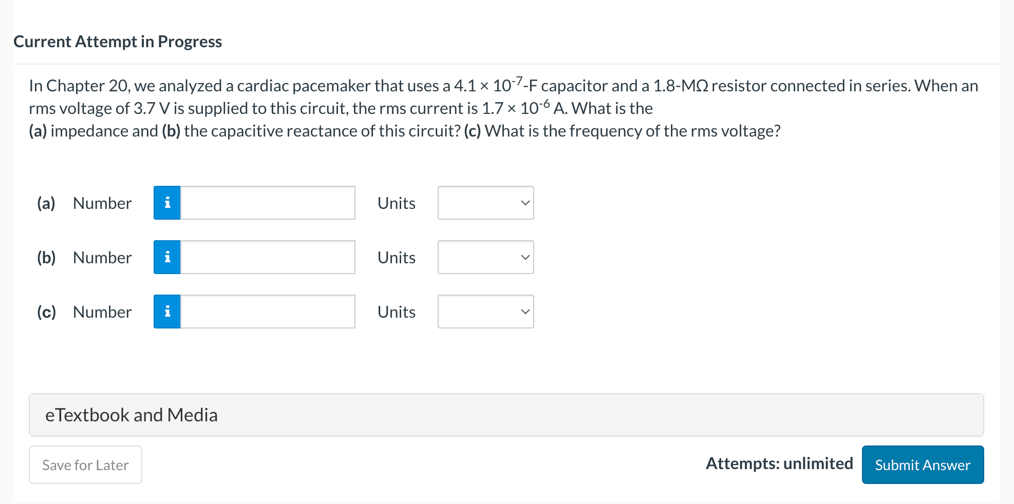 Solved In Chapter 20, we analyzed a cardiac pacemaker that | Chegg.com