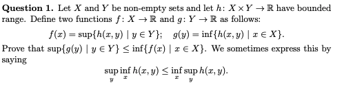Solved Question 1. Let X and Y be non-empty sets and let | Chegg.com