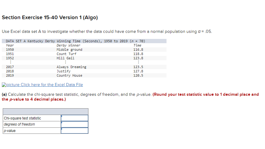 Solved Section Exercise 15-40 Version 1 (Algo) Use Excel | Chegg.com Solved Section Exercise 15-40 Version 1 (Algo) Use Excel | Chegg.com