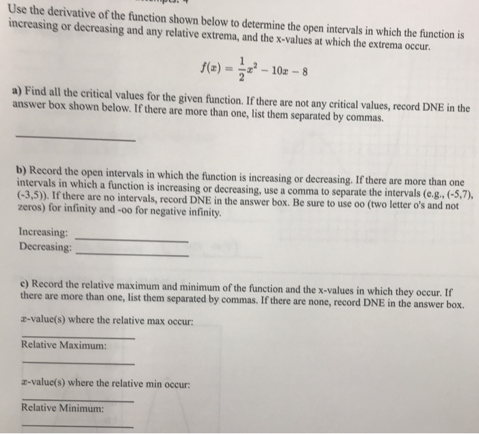 Solved Use the derivative of the function shown below to | Chegg.com