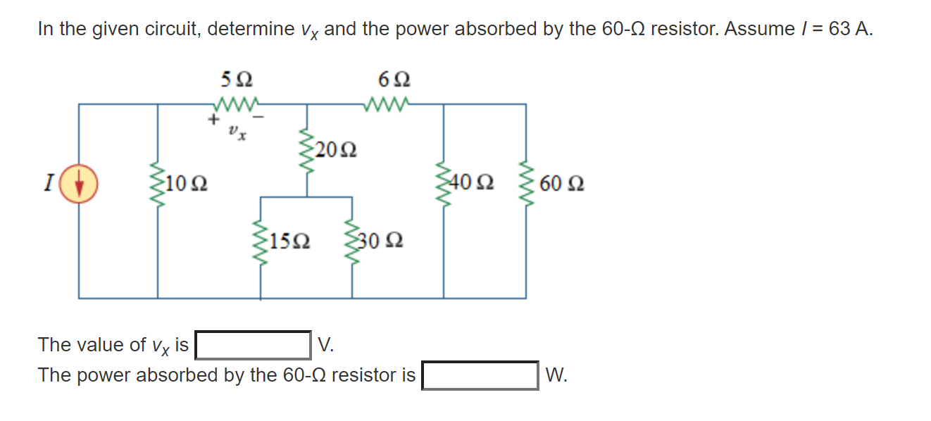 Solved In the given circuit, determine vx and the power | Chegg.com