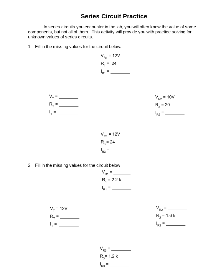 Solved Series Circuit Practice In series circuits you | Chegg.com