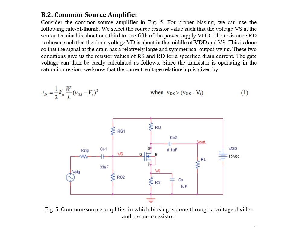Solved B.2. Common-Source Amplifier Consider the | Chegg.com