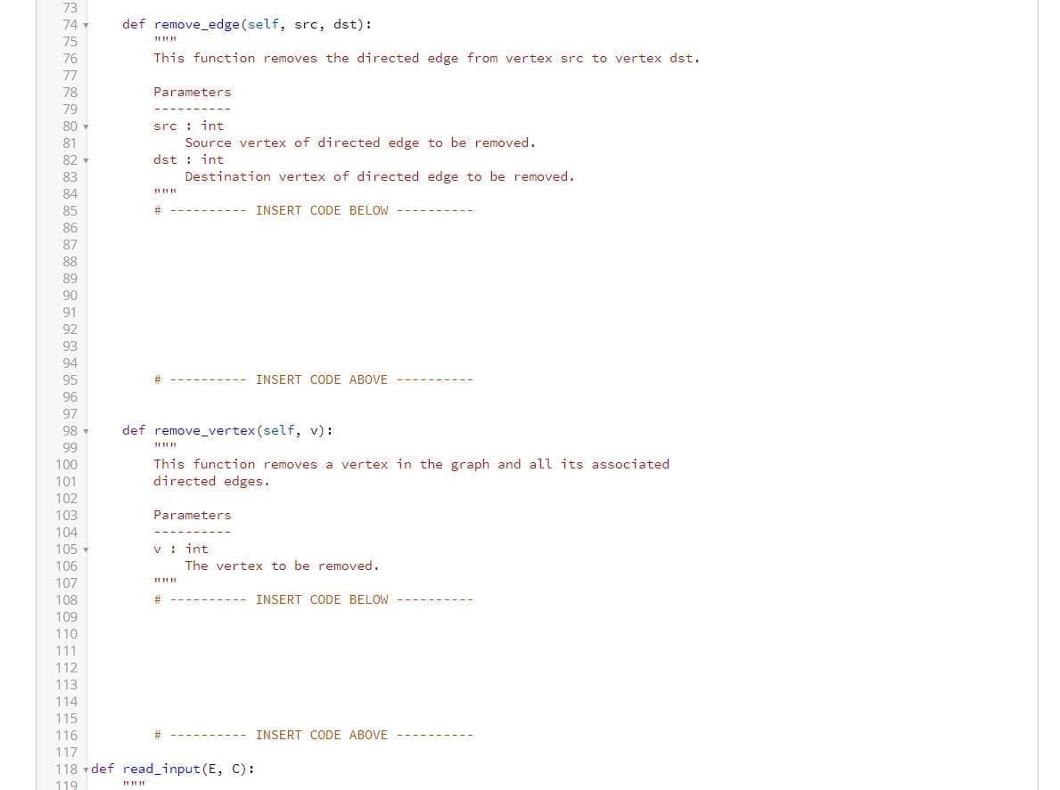 Solved You are tasked to define methods of a graph class | Chegg.com