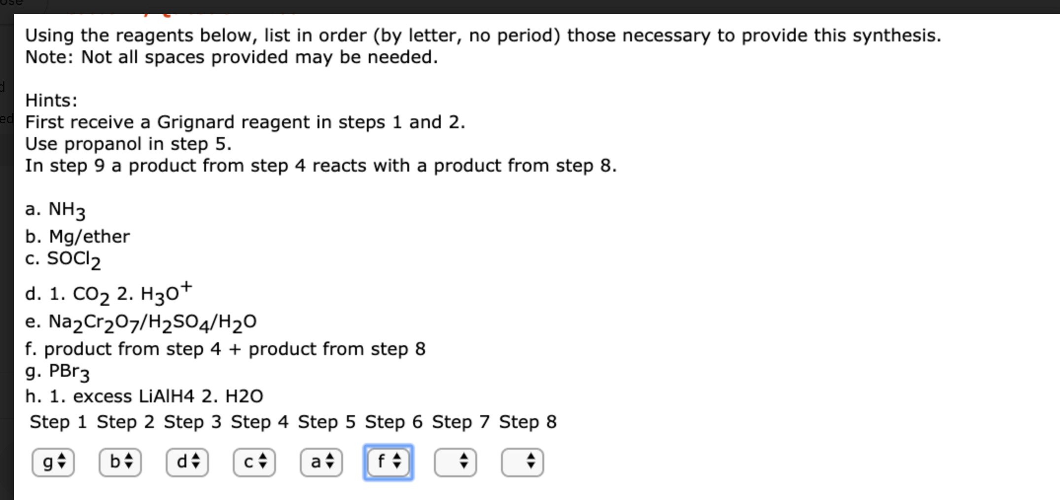 Solved stepwise synthesis for N-propylbutanamide using | Chegg.com