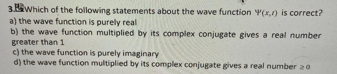 Solved 3. Which of the following statements about the wave | Chegg.com