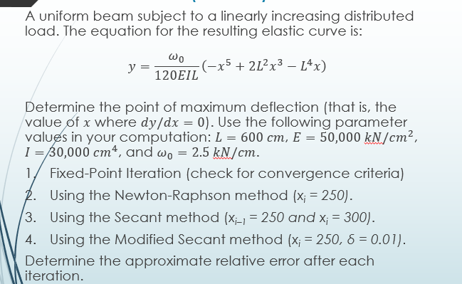 Solved A uniform beam subject to a linearly increasing | Chegg.com