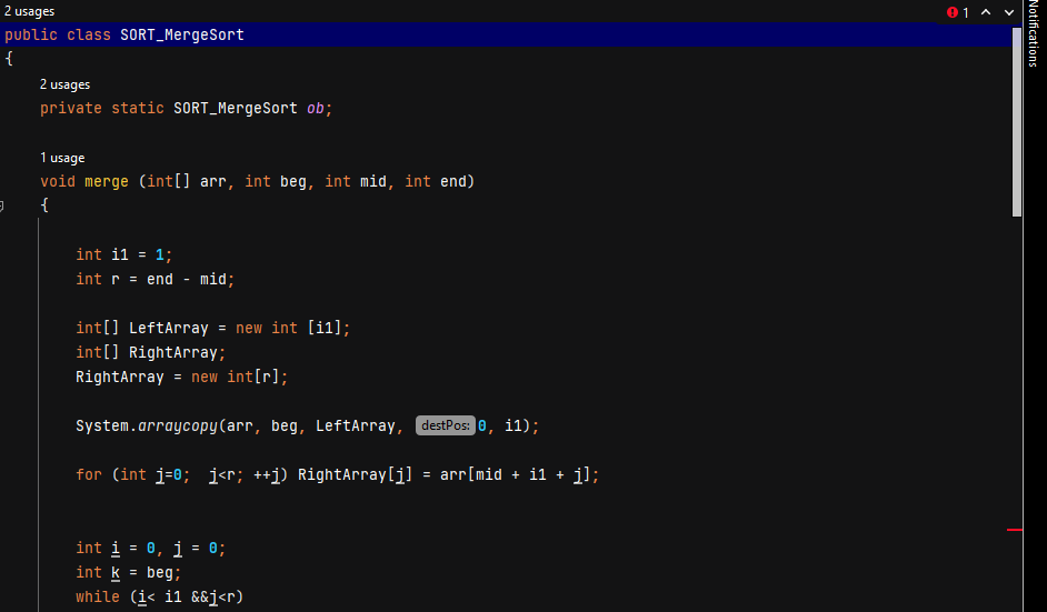 Solved ic class SORT_MergeSort 2 usages private static | Chegg.com