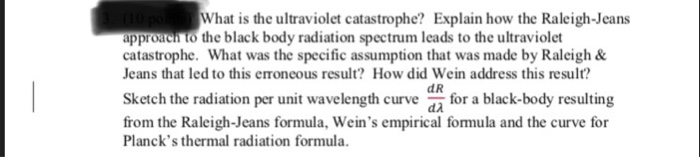 Solved What is the ultraviolet catastrophe? Explain how the | Chegg.com