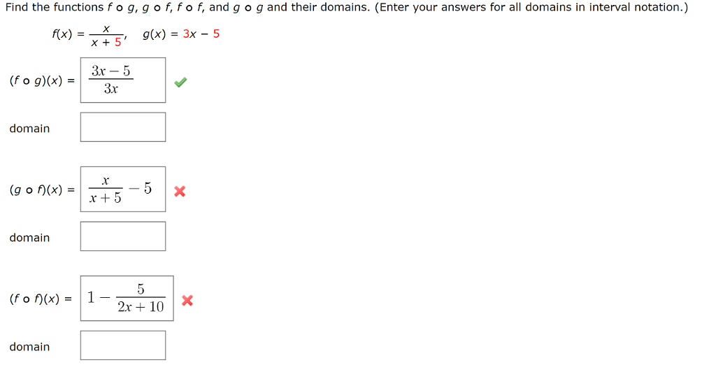Solved Find the functions f og, gof, f o f, and g o g and | Chegg.com