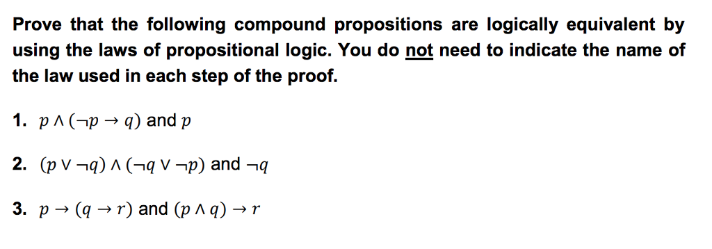 Solved: Prove that the following compound propositions are Solved: Prove that the following compound propositions are