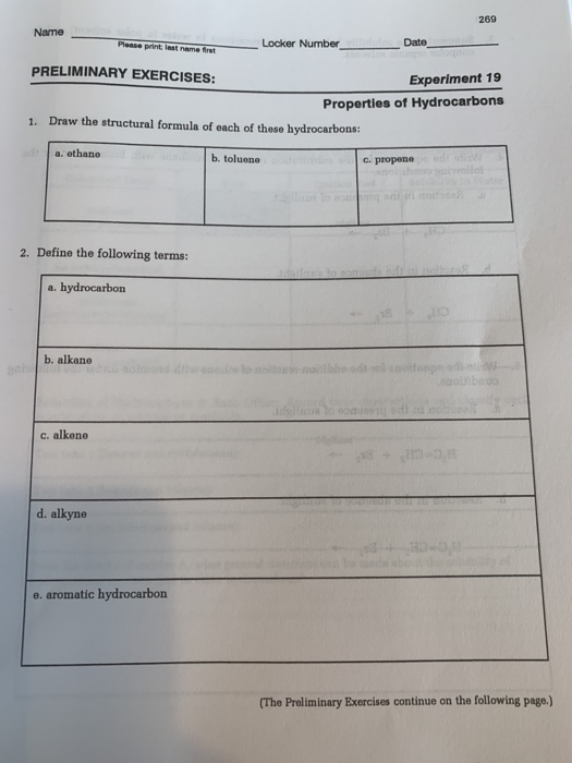 Solved 269 Name Locker Number Date Please print, lest name | Chegg.com