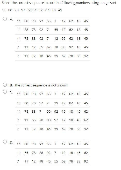 Solved Select the correct sequence to sort the following | Chegg.com