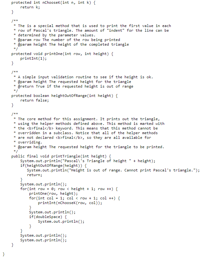 Solved * This class provides the skeleton for the Pascal | Chegg.com