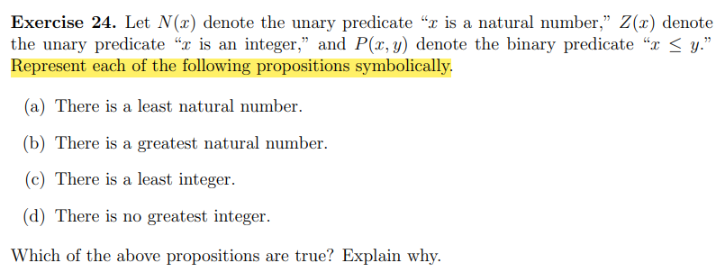 Solved Exercise 24. Let N(2) denote the unary predicate “r | Chegg.com