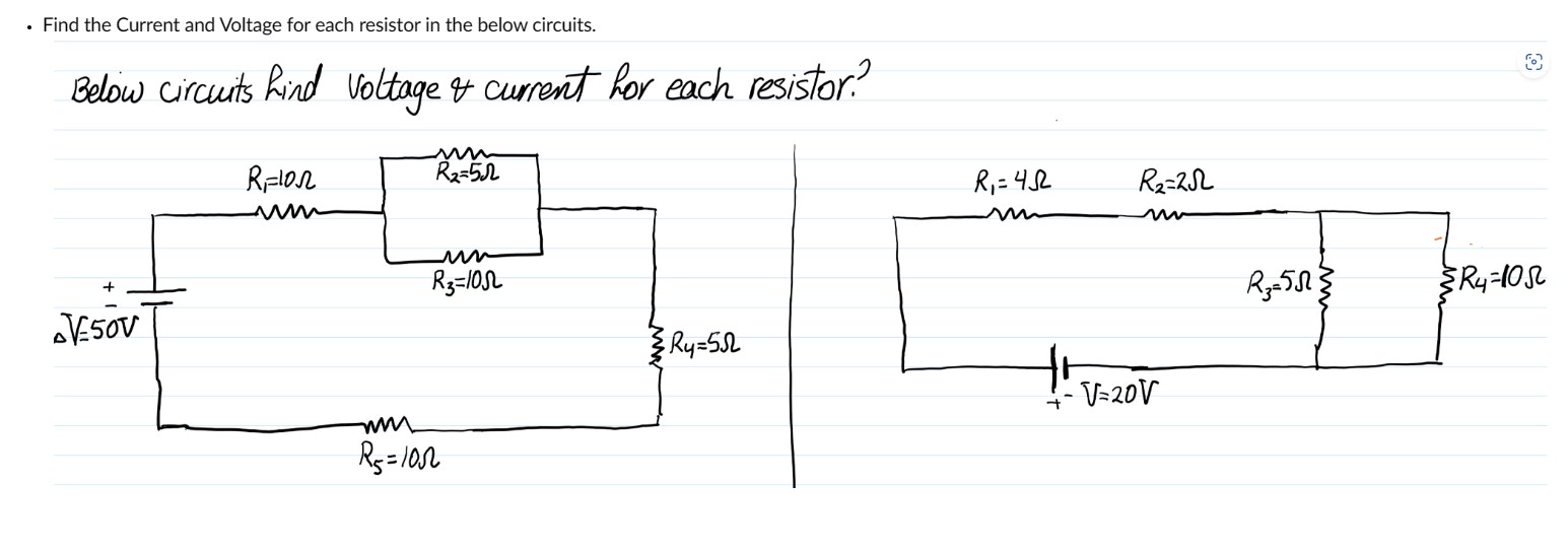 Solved . Find the Current and Voltage for each resistor in | Chegg.com