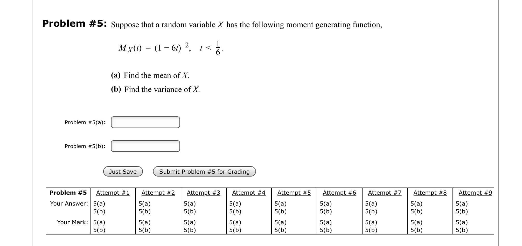 Solved Problem #5: Suppose that a random variable X has the | Chegg.com
