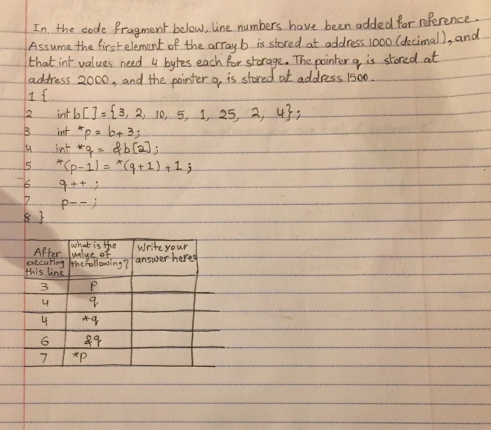 Solved In, the code fragment below, line numbers have been | Chegg.com