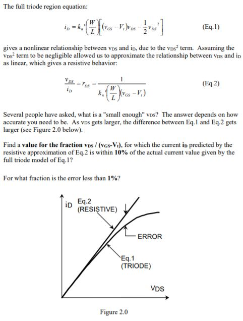 Solved The full triode region equation: (Eq.1) gives a | Chegg.com