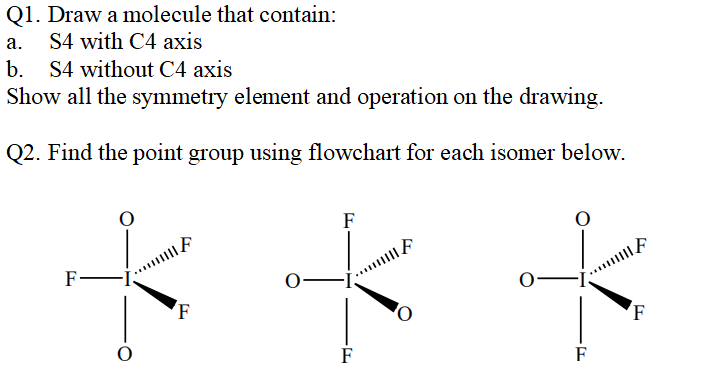 Solved a. Q1. Draw a molecule that contain: S4 with C4 axis | Chegg.com