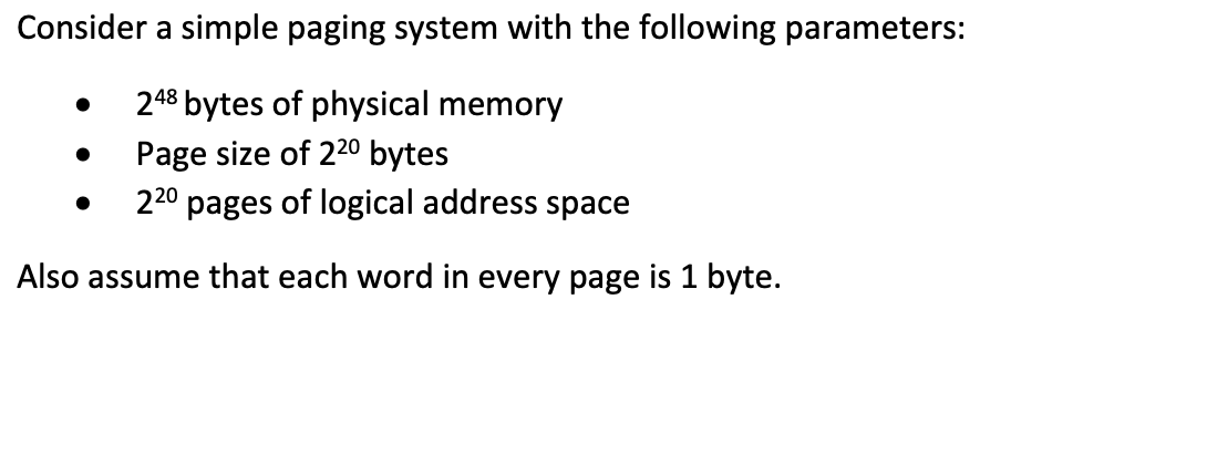 Solved Consider A Simple Paging System With The Following 