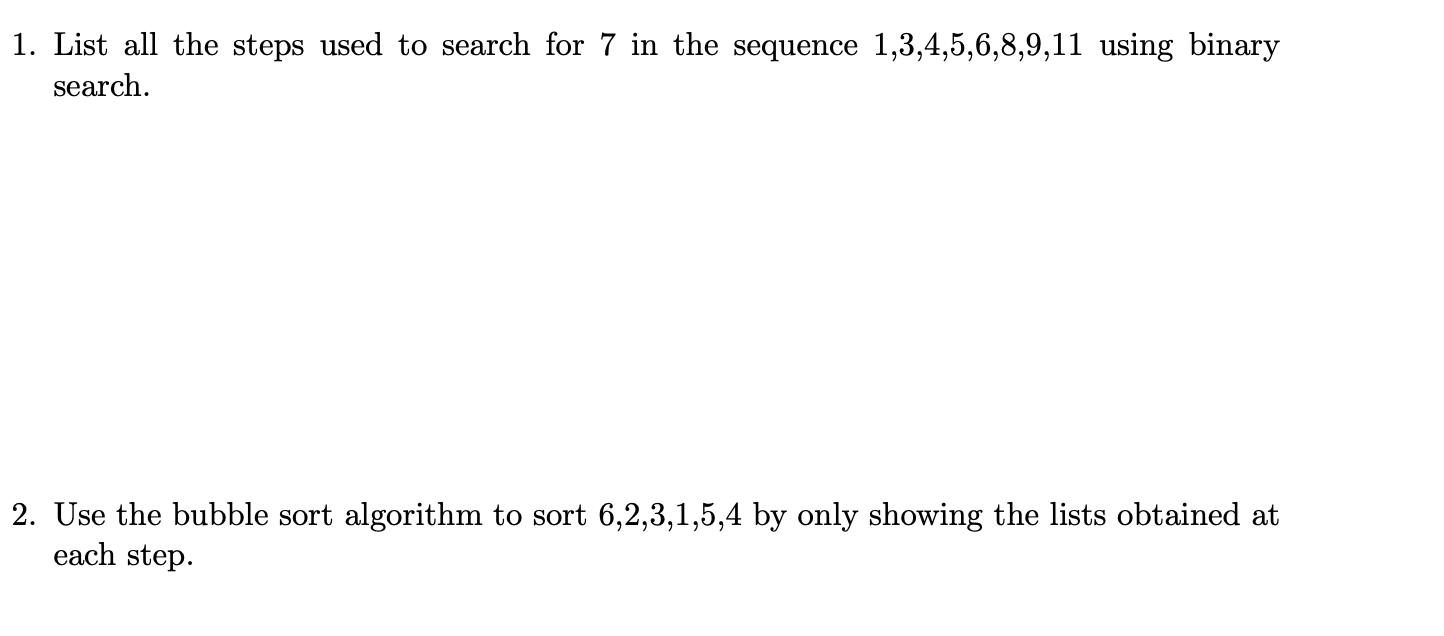 Solved List all the steps used to search for 7 ﻿in the | Chegg.com