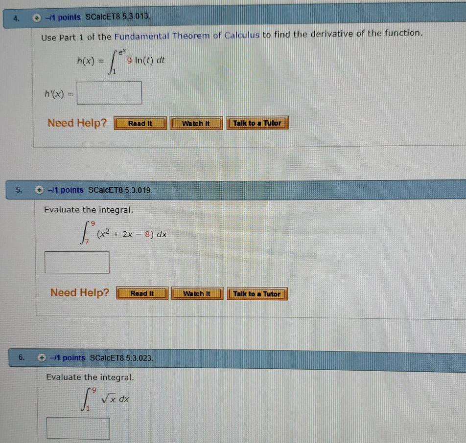 Solved 4. -1 points SCalcET8 5.3.013 Use Part 1 of the | Chegg.com
