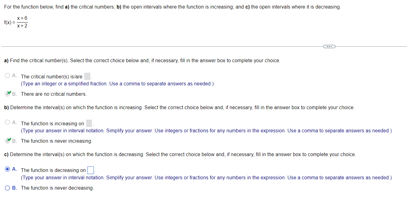 Solved For the function below, find a) the critical numbers; | Chegg.com