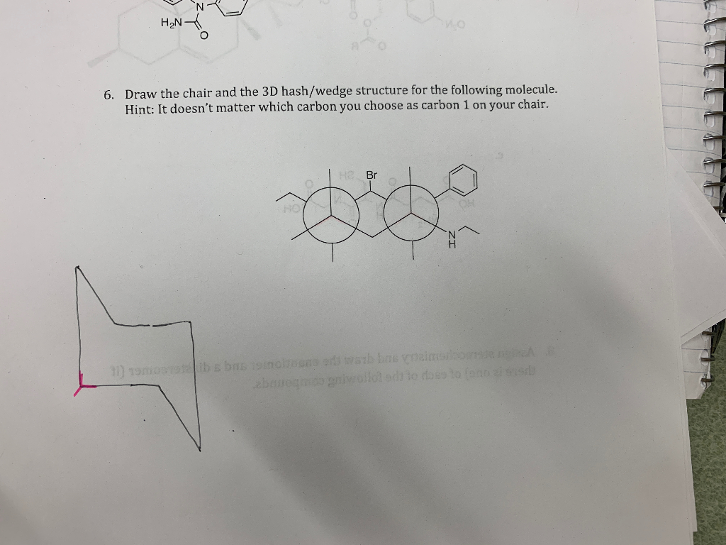 Solved H2N- 6. Draw the chair and the 3D hash/wedge | Chegg.com