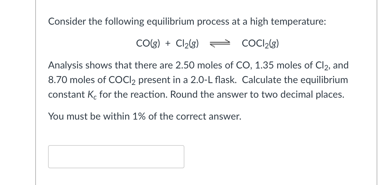 Solved Consider the following equilibrium process at a high | Chegg.com