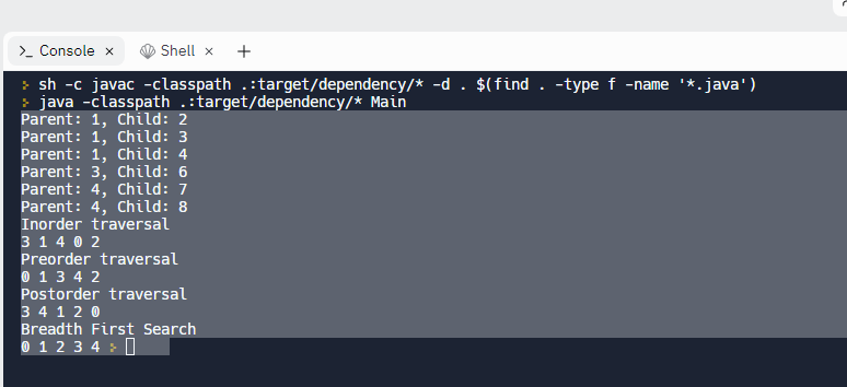 Solved 三 tree.txt ×+ 11234 236 3478sh -c javac -classpath | Chegg.com